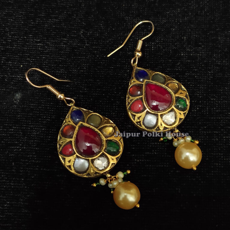 Jadau Polki Earrings - Diamond Polki jewellery store online